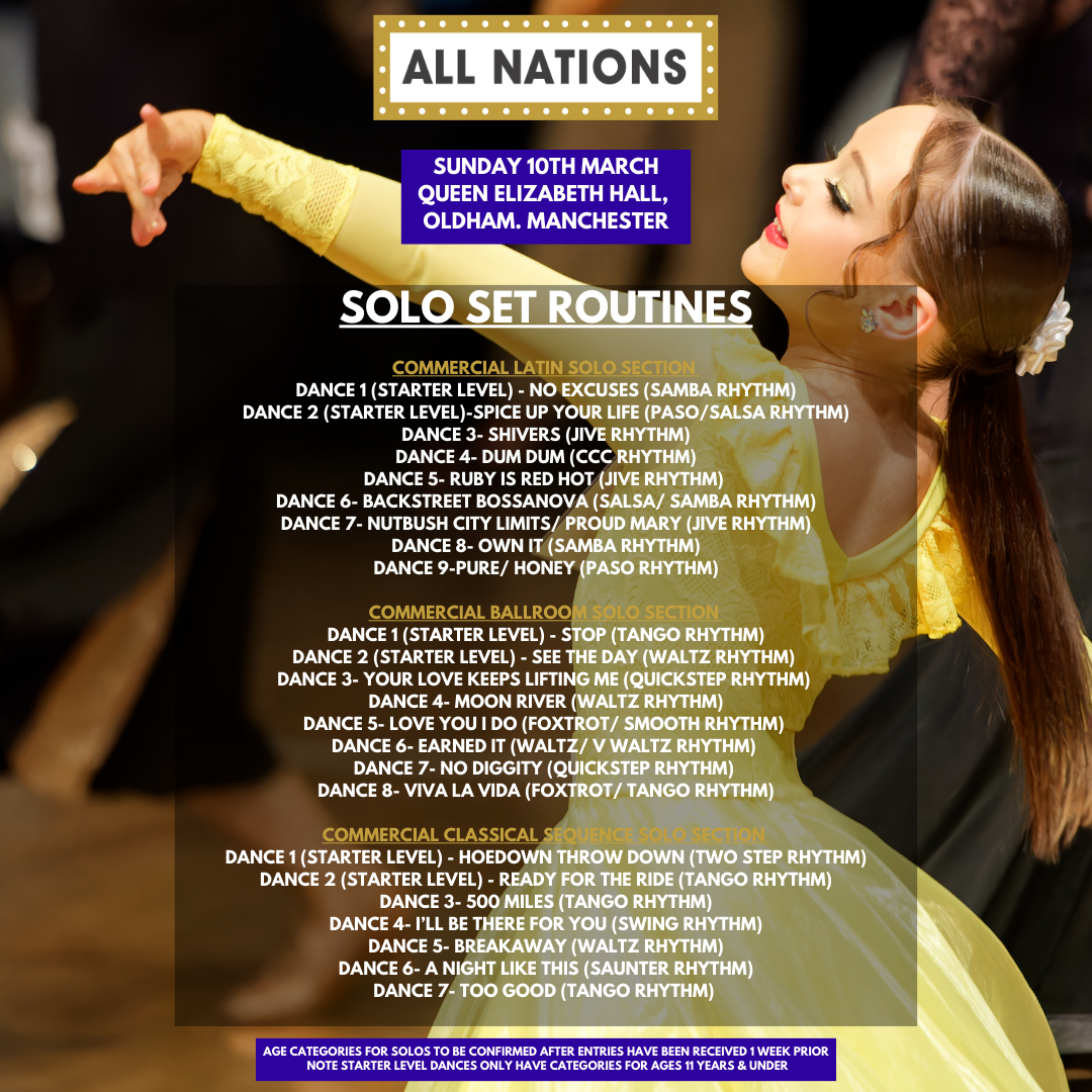 All Nations Competition- Sunday 10th March, QEH, Oldham, Manchester ...